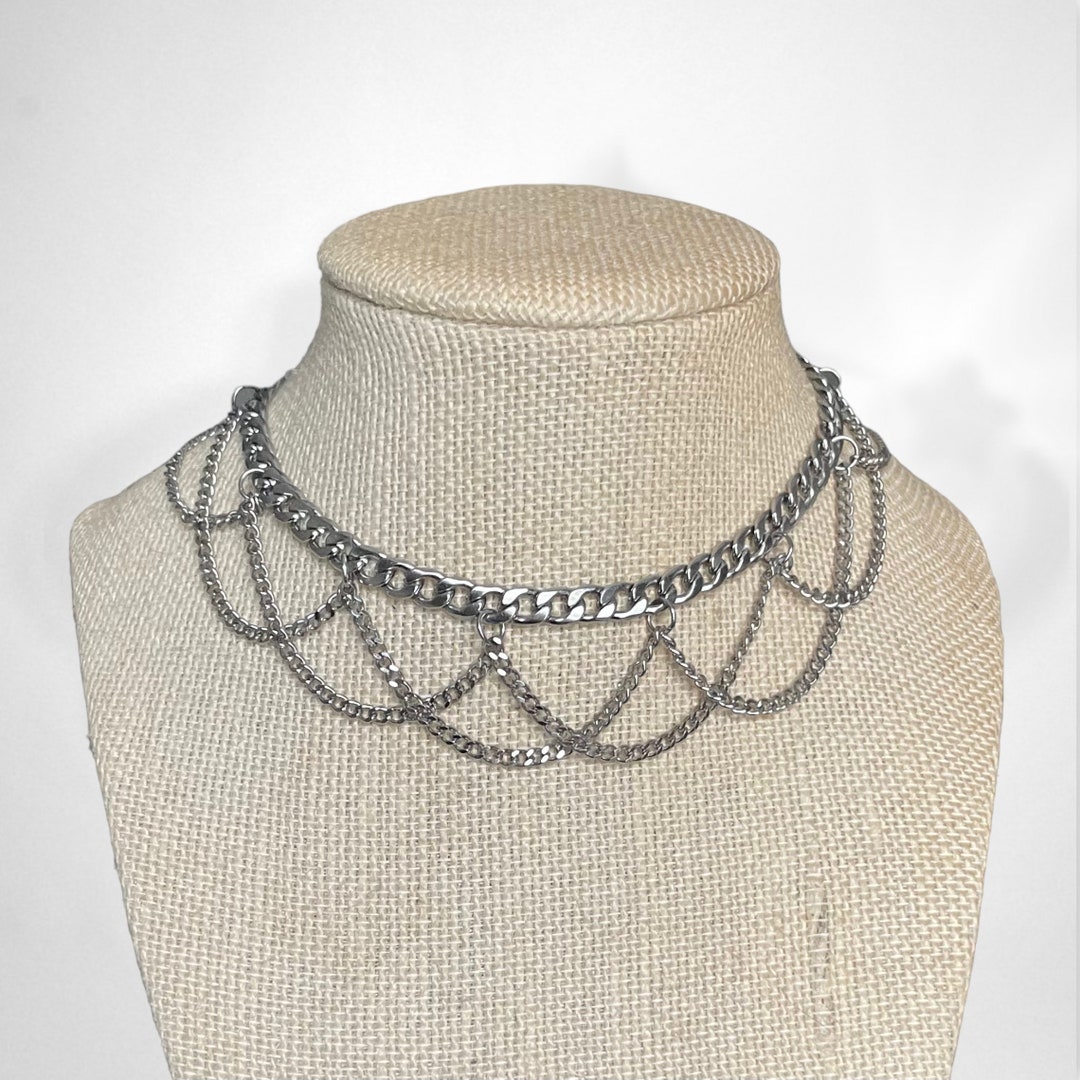 Chain Choker Necklace Stainless Steel Alt, Grunge - Etsy