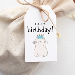 Pet Cat Birthday Gift Tag Printable Tag for Birthday Hang Tag 1.5x2.5 ...
