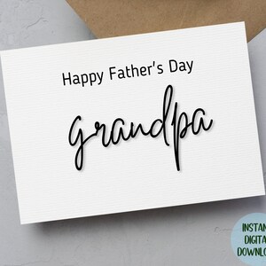 Father's Day Grandpa Printable Card for Fathers Day Granddad Gift Happy ...