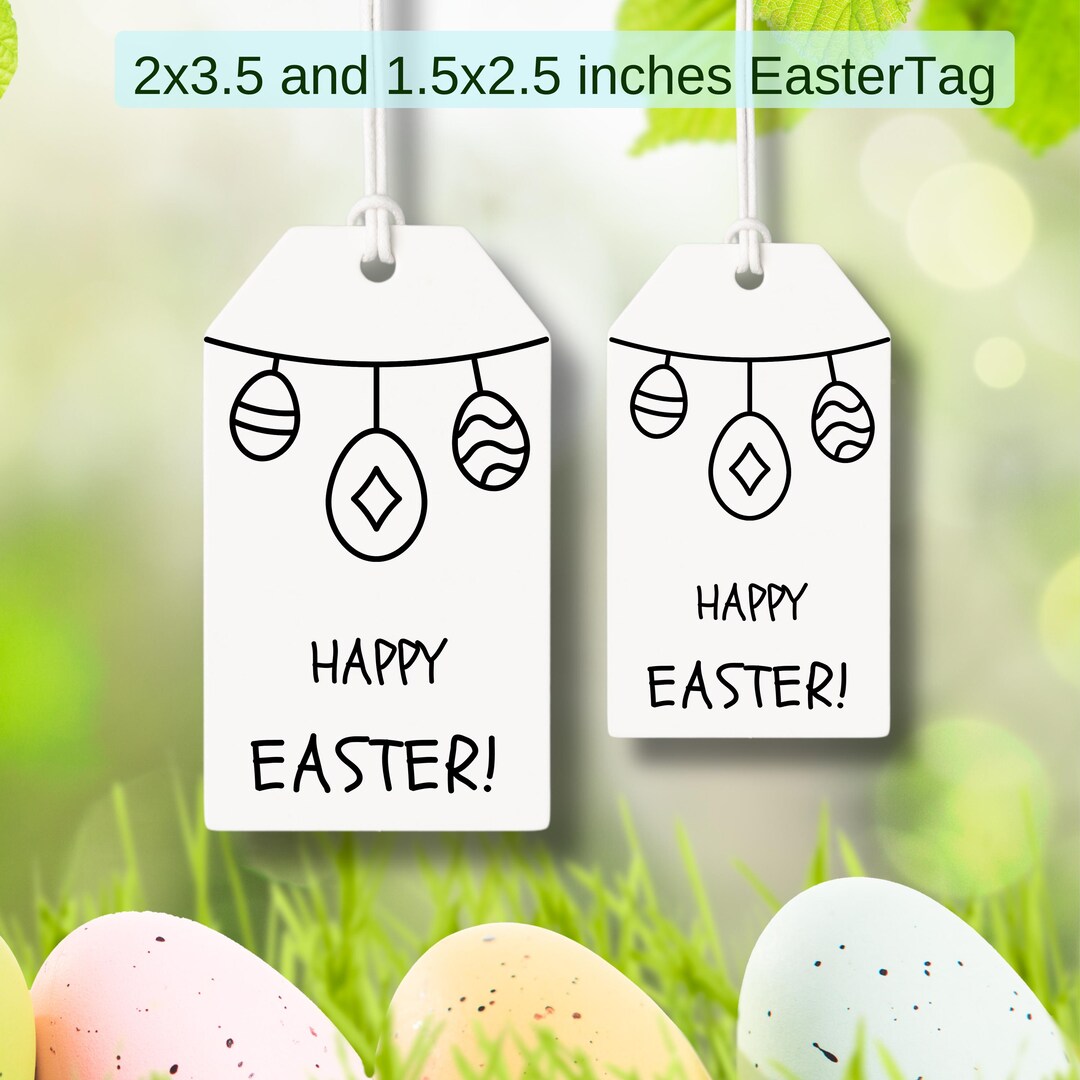 Happy Easter Tag Printable 1.5x2.5 and 2x3.5 Inches Easter Gift Tags ...