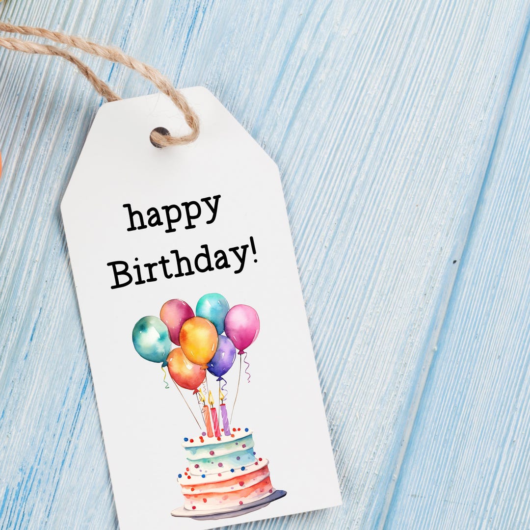 Birthday Gift Tag Printable Tag for Birthday Hang Tag 1.5x2.5 Inches ...