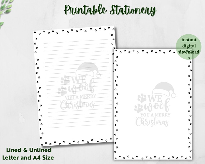 Printable Letter Writing Paper Christmas Themed Stationery Christmas ...