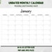 Printable Blank Monthly Calendar Undated Month at a Glance Calendar ...