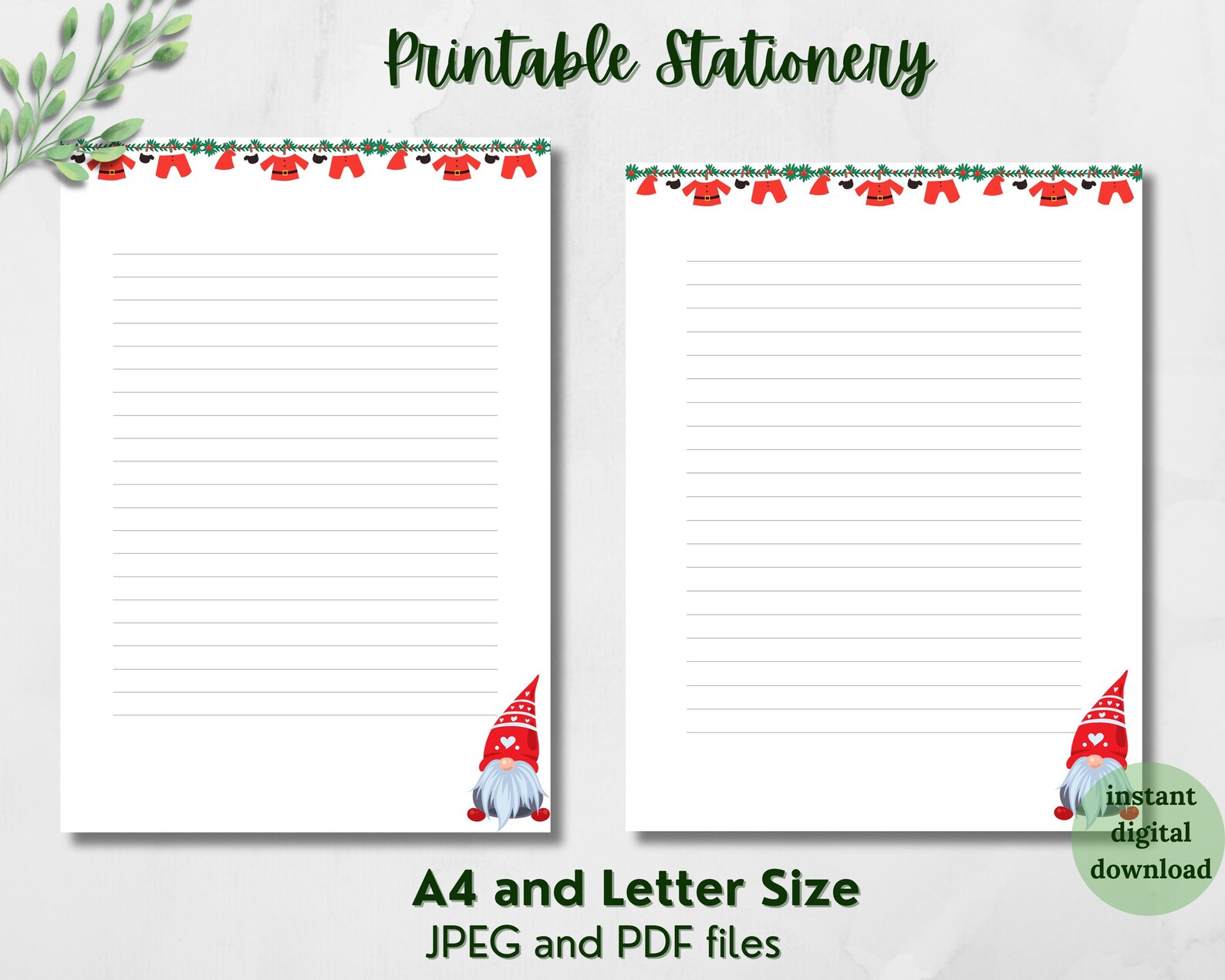 Printable Santa Gnome Letter Writing Paper | Christmas Gnome Stationery ...