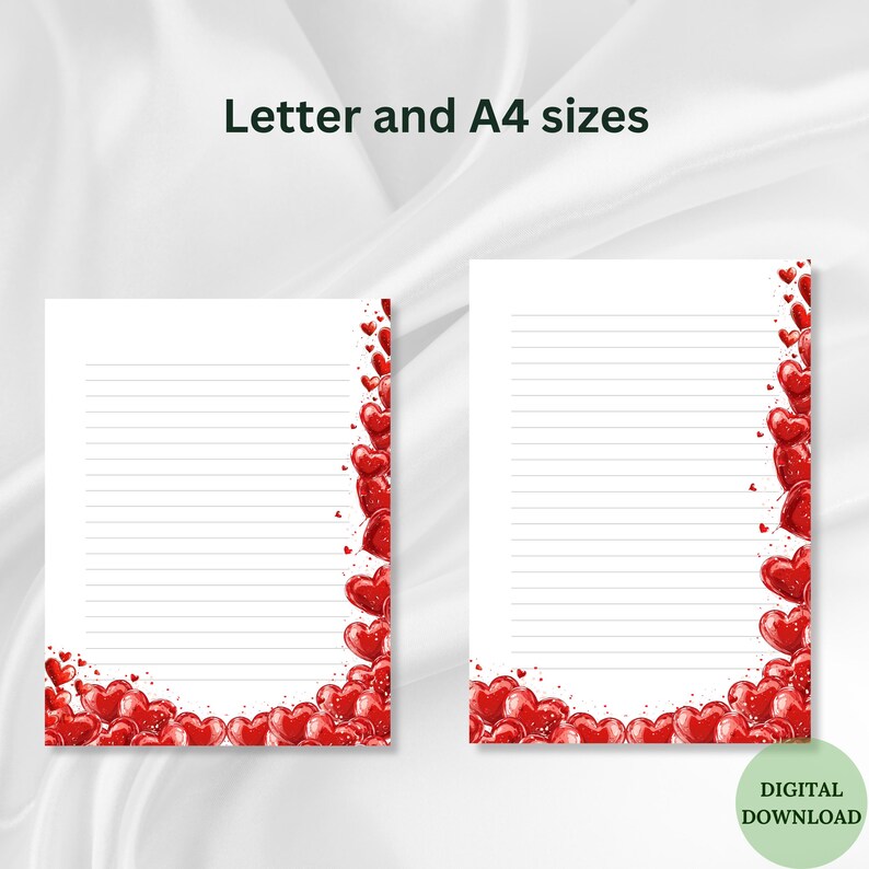 Printable Valentine's Day Writing Paper Heart-themed Letter Printable ...