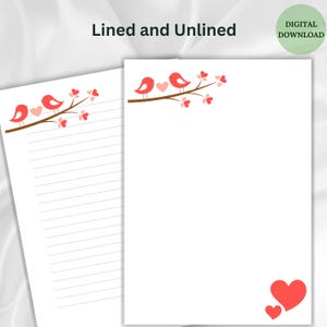 Printable Valentine Writing Paper Valentine Birds Printable Stationery ...
