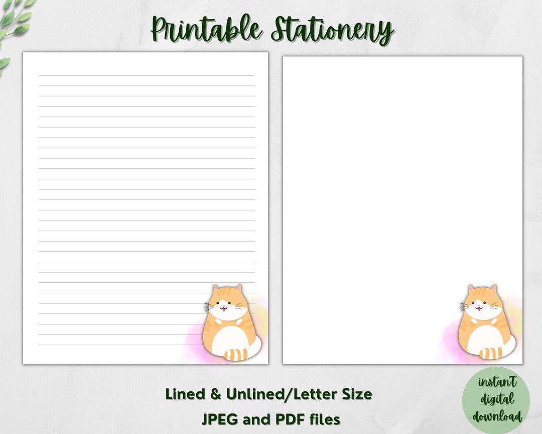 Printable Cat Stationery Printable Kawaii Cute Cat Writing - Etsy