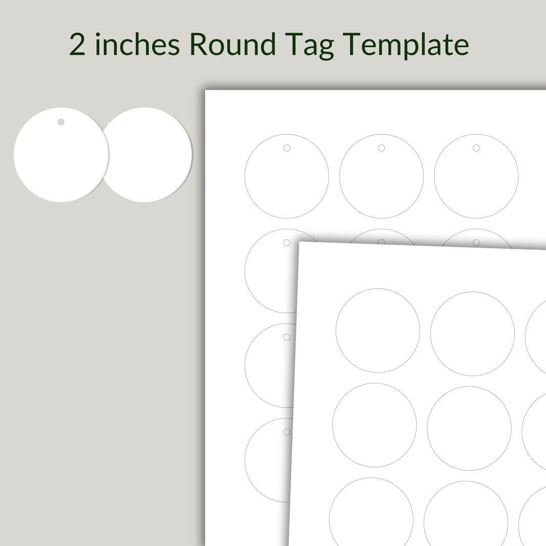 Printable Blank Tag Round Tag Template 2 Inches Round Mockup Hang Tag ...