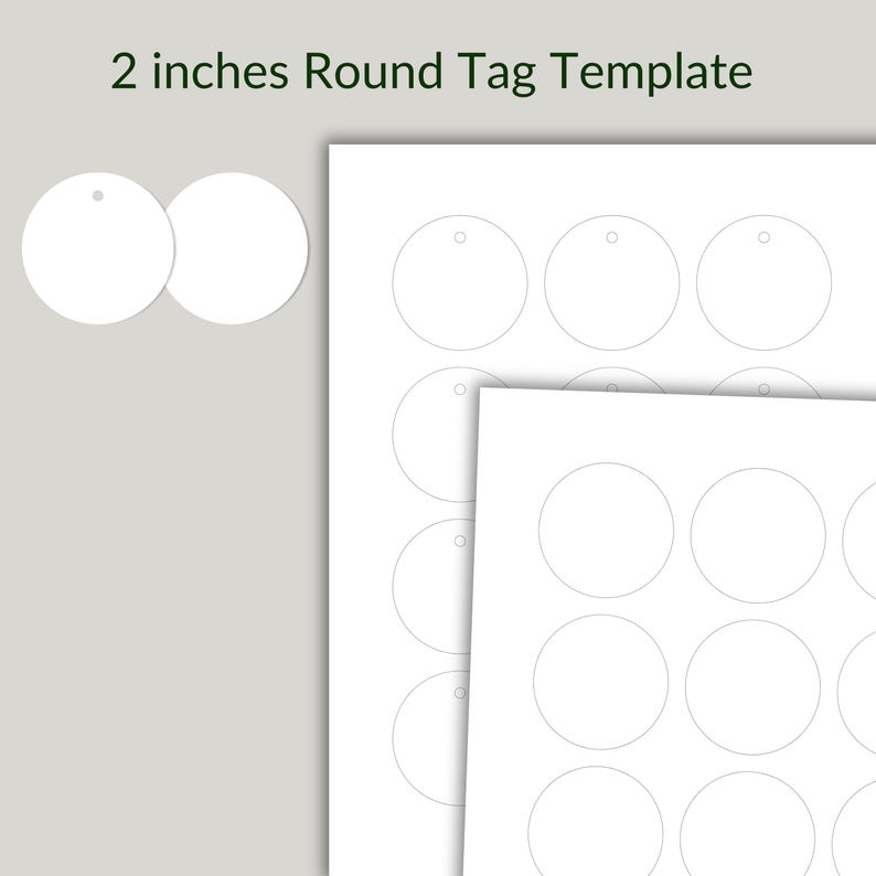 Printable Blank Tag Round Tag Template 2 inches Round Mockup Hang Tag Preisschild Shirt Tag DIY ...