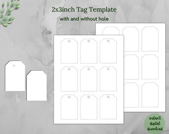 Printable Digital Tag Template 1.5x2.5 Inches | Blank Tag Template ...