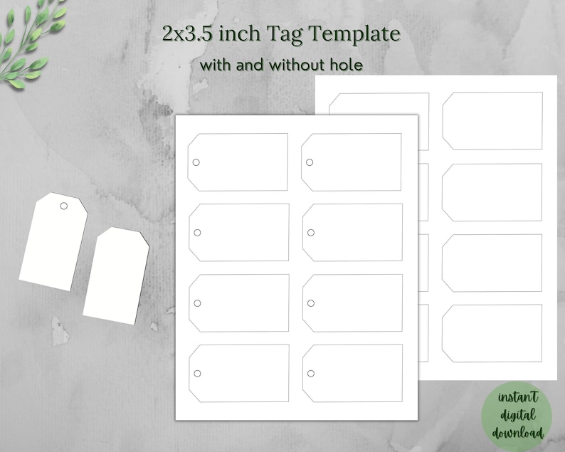 Printable Digital Tag Template 2x3.5 Inches | Blank Tag Template | Hang ...