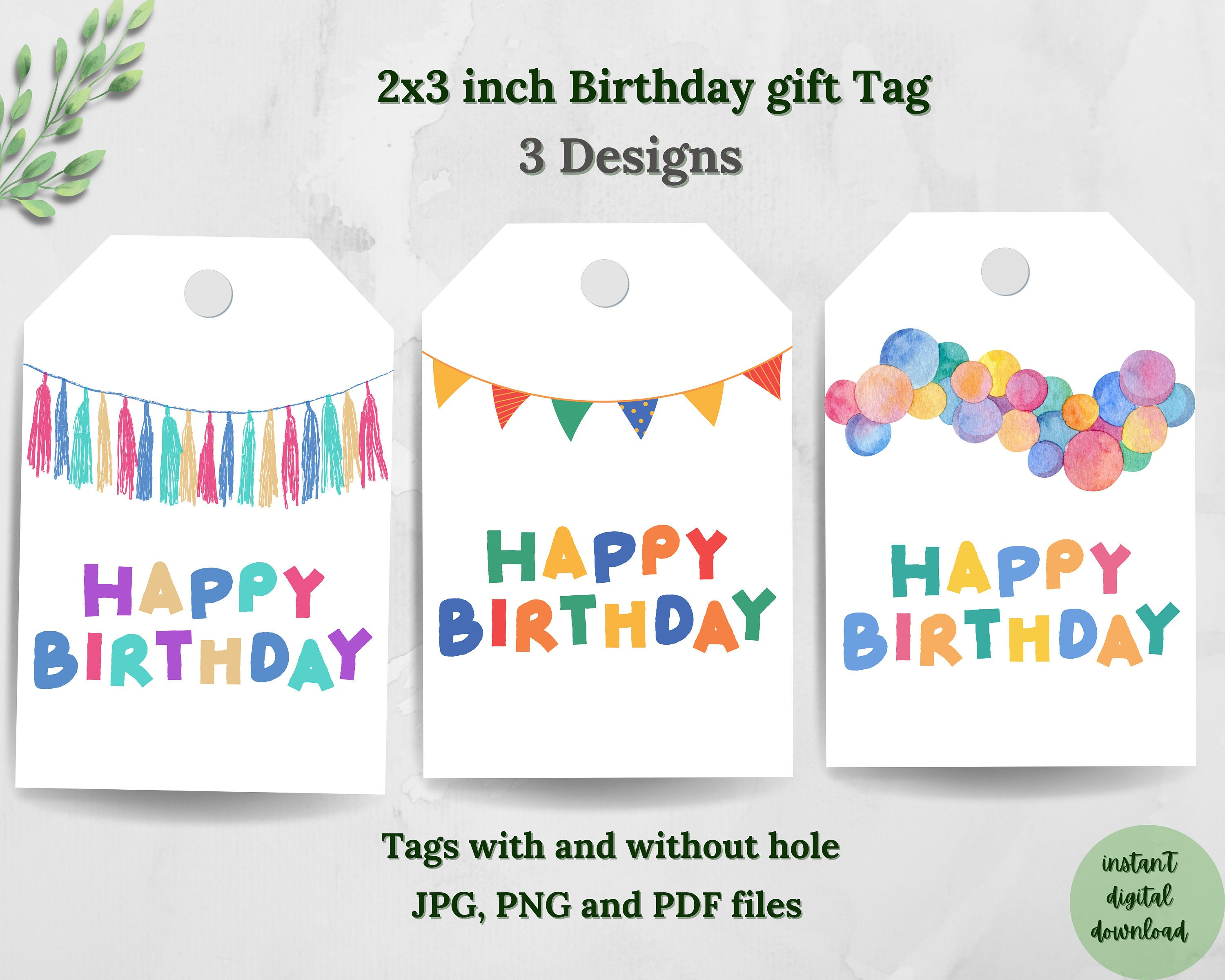 Birthday Gift Tags Birthday Printable Tags for Birthday 2x3in Gift Tag ...