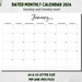 Printable Dated Monthly Calendar 2024 Month at a Glance Minimalist ...