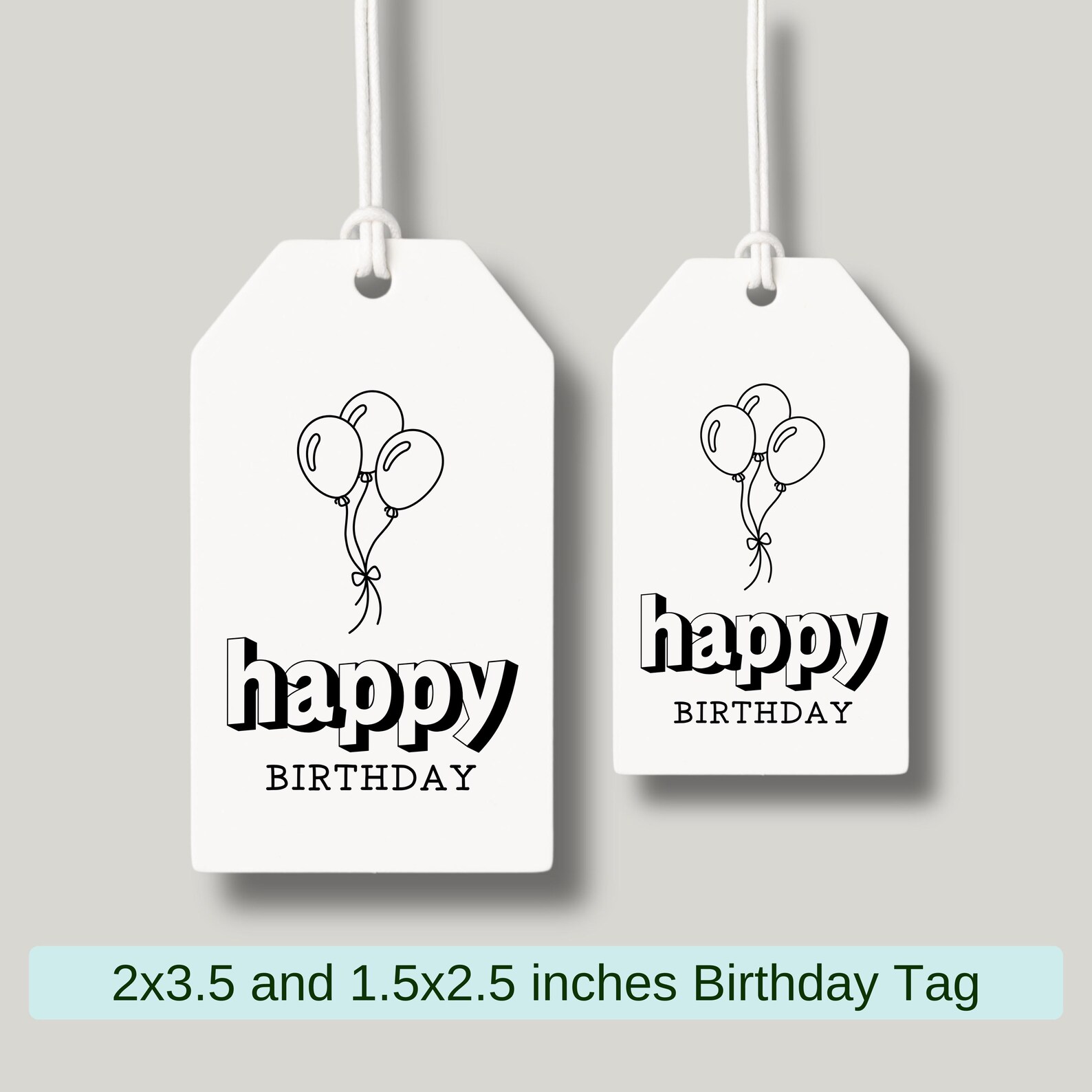 Birthday Gift Tag Printable Tag for Birthday Hang Tag 1.5x2.5 Inches ...