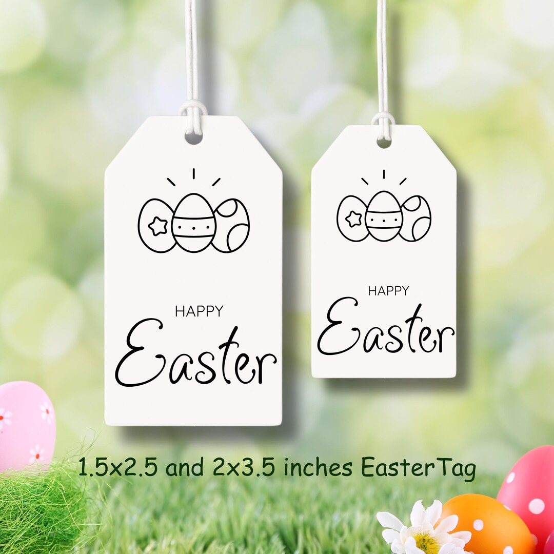 Happy Easter Tag Printable 1.5x2.5 and 2x3.5 Inches Easter Gift Tags ...
