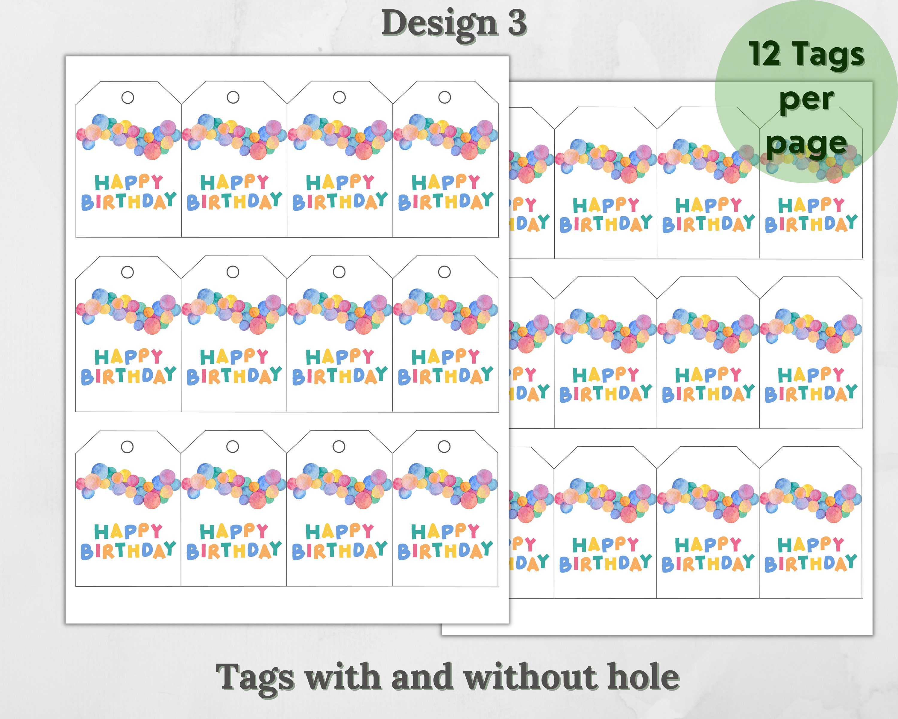 Birthday Gift Tags Birthday Printable Tags for Birthday 2x3in Gift Tag ...