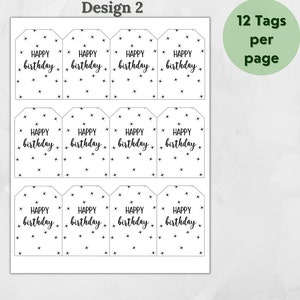 Birthday Gift Tags Birthday Printable Tags for Birthday 2x3 Inch Gift ...