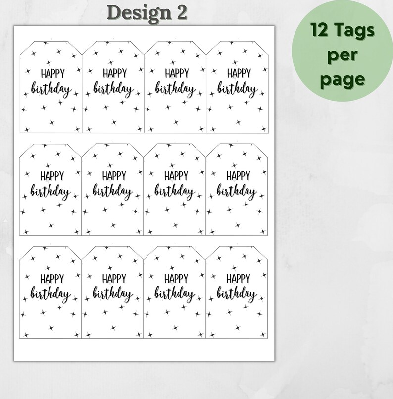 Birthday Gift Tags Birthday Printable Tags for Birthday 2x3 Inch Gift ...