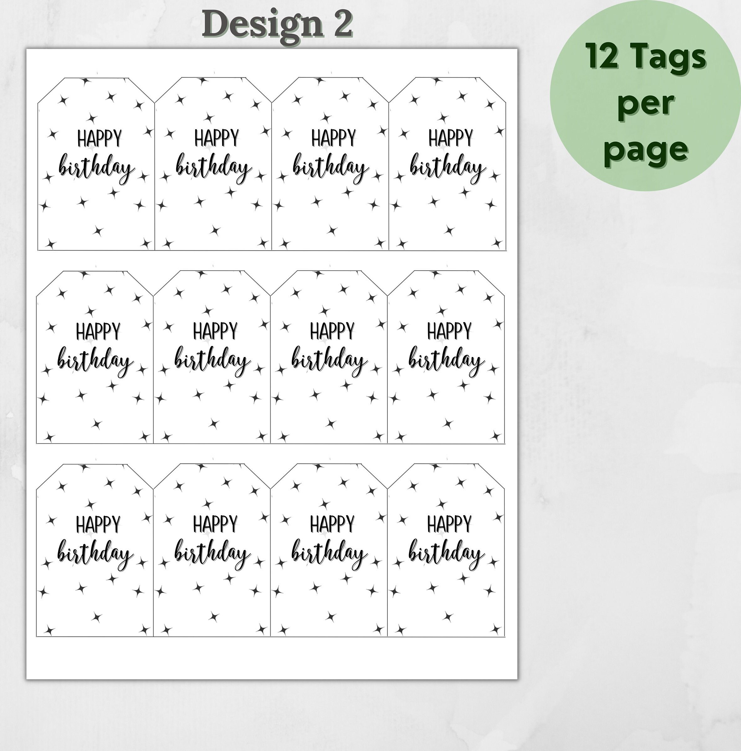 Birthday Gift Tags Birthday Printable Tags for Birthday 2x3 Inch Gift ...