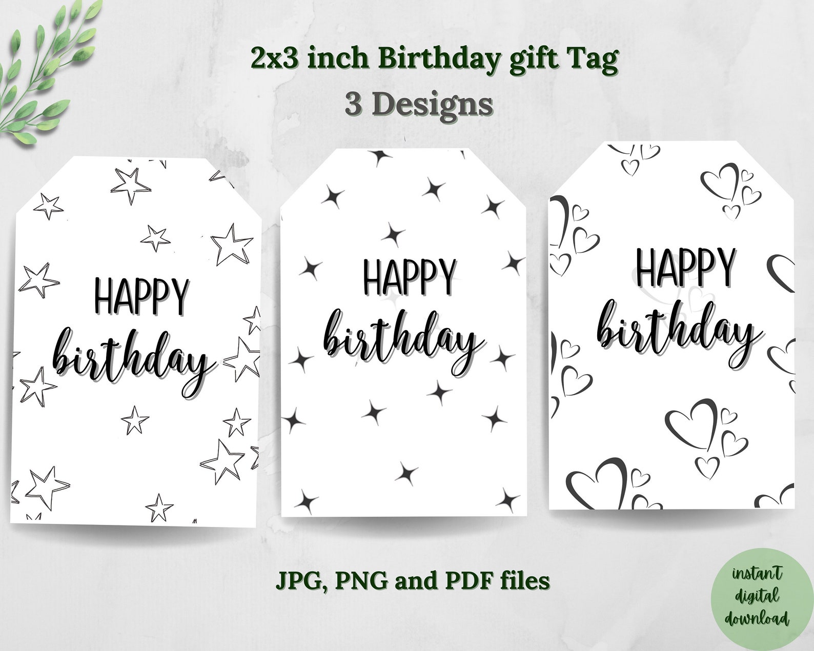 Birthday Gift Tags Birthday Printable Tags for Birthday 2x3 Inch Gift ...