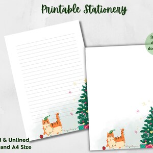 Printable Letter Writing Paper Christmas Cat Stationery Cute Cat ...