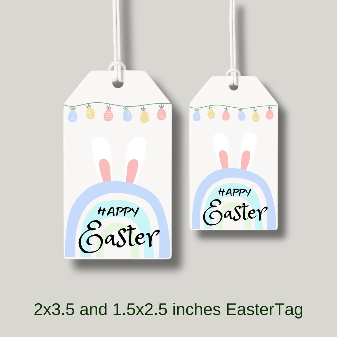 Happy Easter Tag Printable 1.5x2.5 and 2x3.5 Inches Easter Gift Tags ...