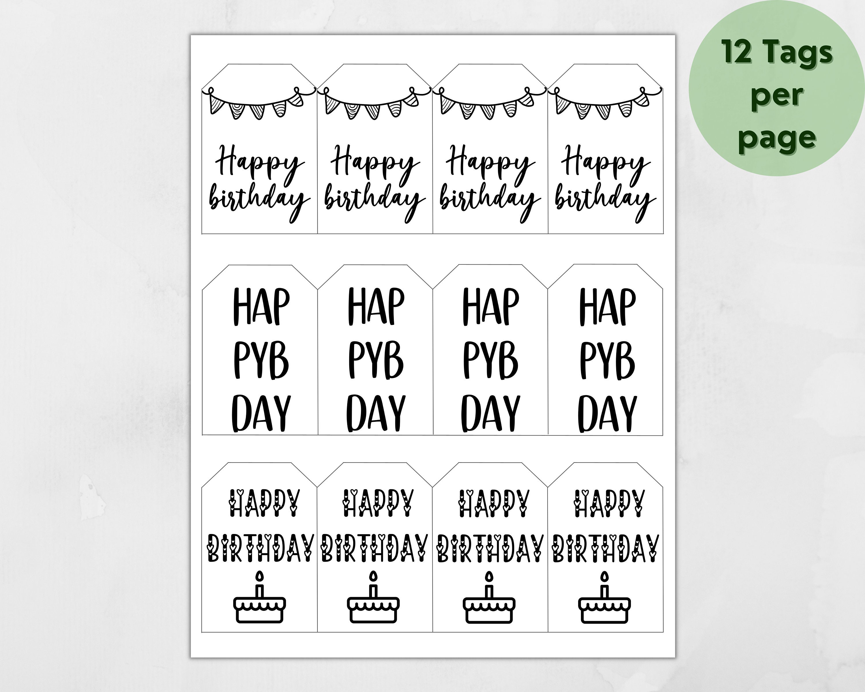 Birthday Gift Tags Birthday Printable Tags for Birthday 2x3inch Happy ...