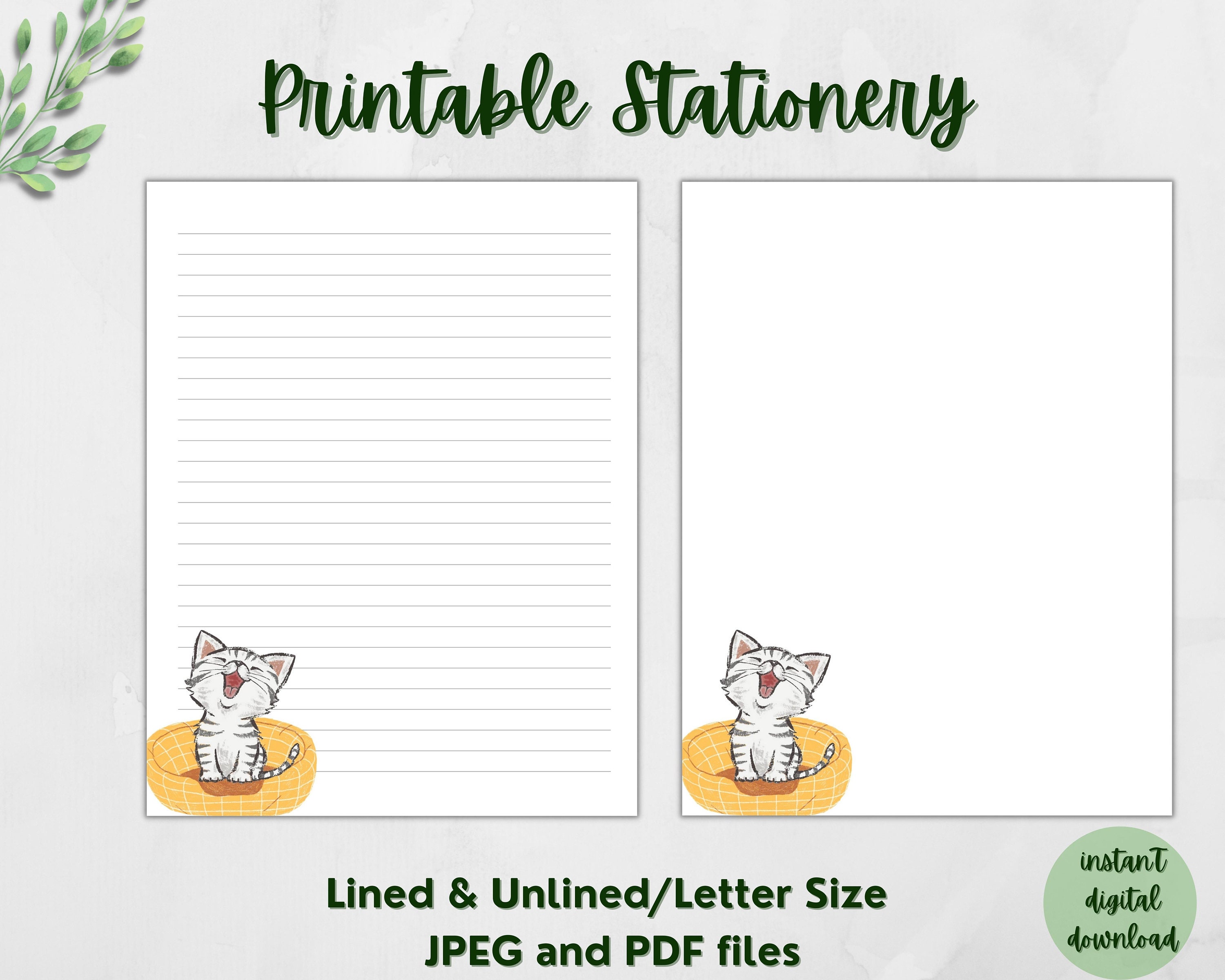 Printable Letter Writing Paper Kawaii Cat Stationery Cute Cat Kawaii ...