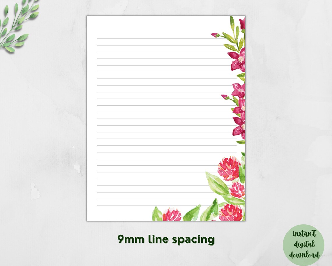 Australian Native Flowers Printable Stationery-03 | Floral Watercolor ...