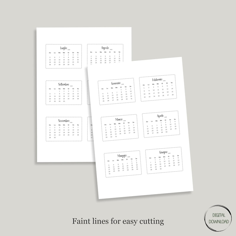 Calendario Stampabile 2026 Mini 3x2 Minimalista Tascabile Calendario Da ...