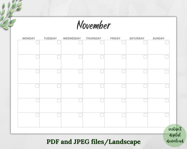 Printable Blank Monthly Calendar / Undated Month at a Glance - Etsy