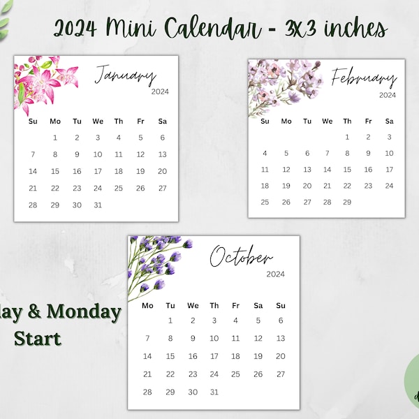 Mini Calendar - Etsy