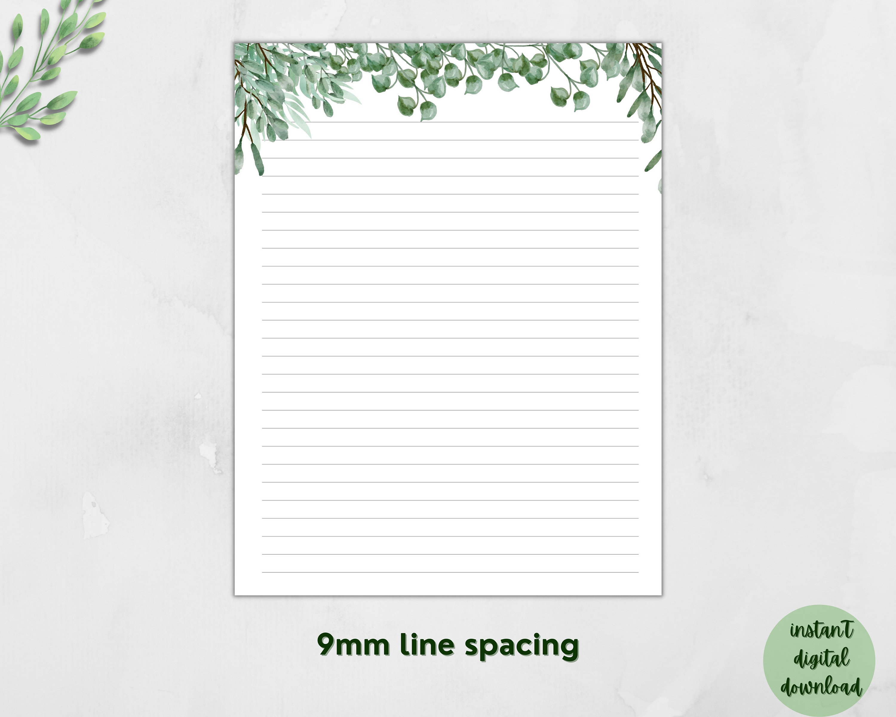 Printable Stationery Letter Writing Paper Botanical Watercolor Design ...