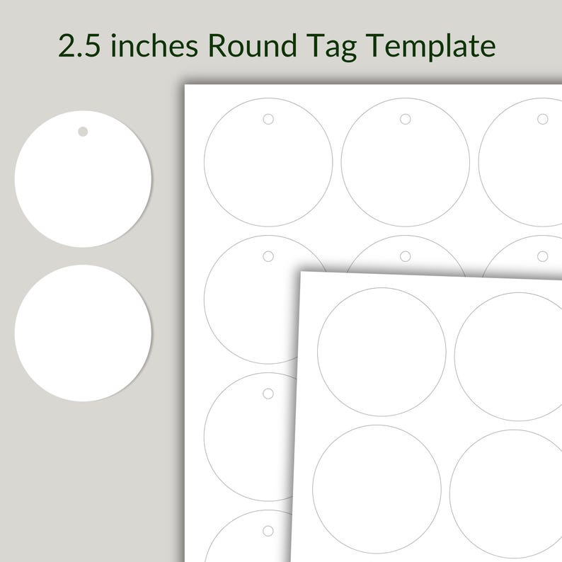 Printable Round Tag Template 2.5 Inches Blank Round Tag Mockup Hang Tag ...