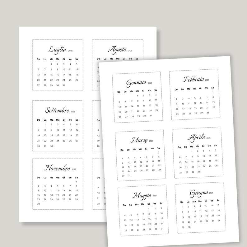 Calendario Stampabile 2025 Mini 3x3 Minimalista Tascabile Calendario Da ...