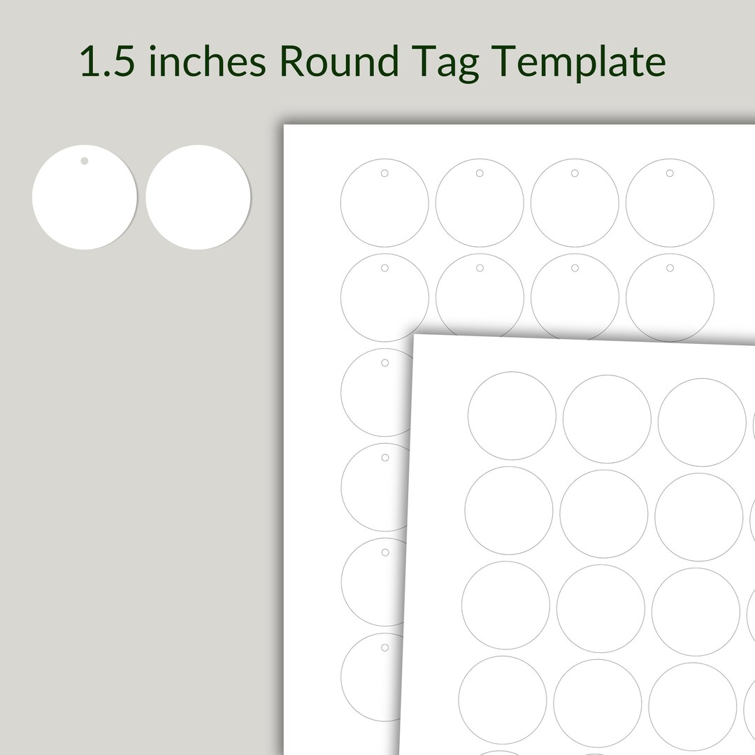 Printable Blank Tag Round Tag Template 1.5 Inches Round Mockup Hang Tag ...