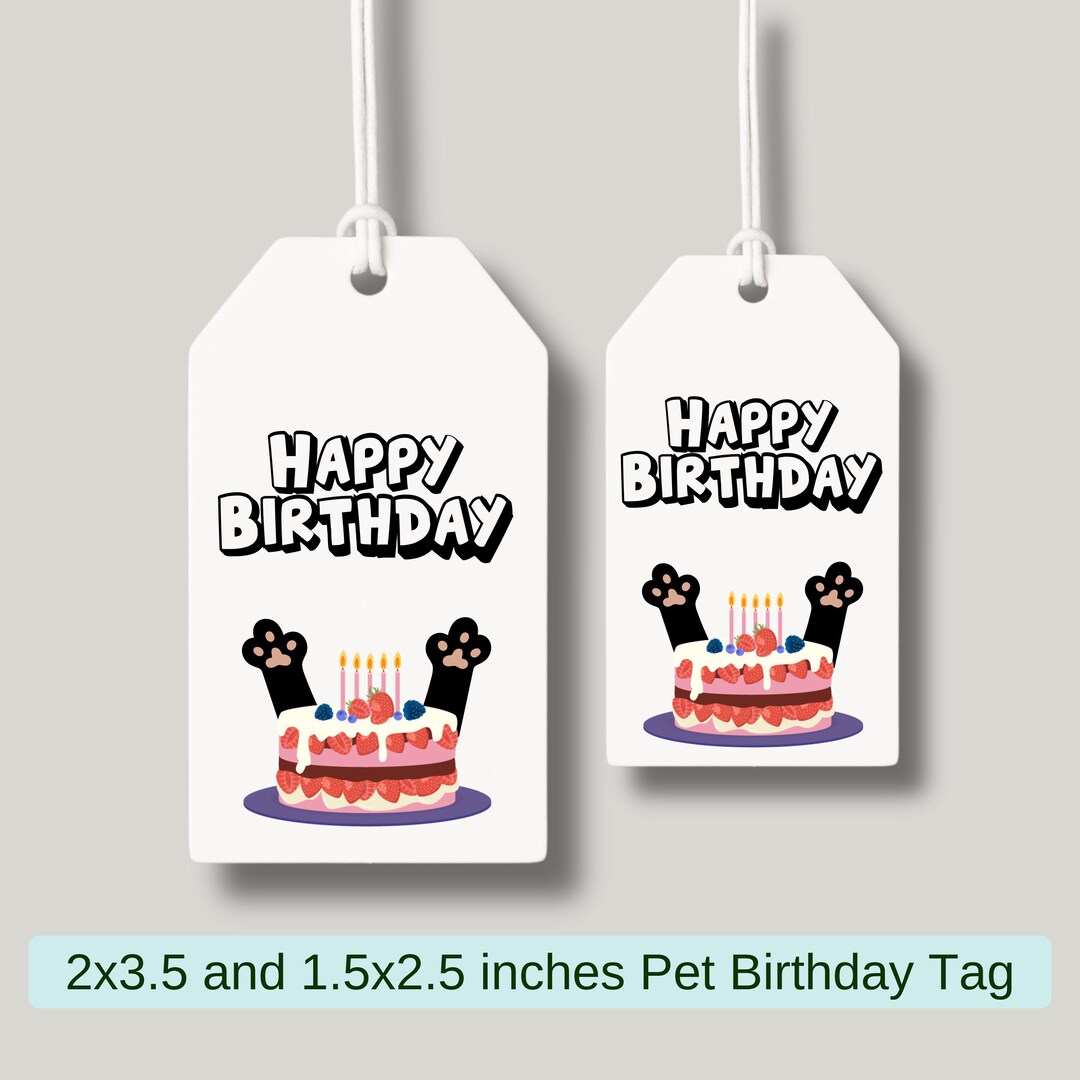 Pet Birthday Gift Tag Printable Tag for Birthday Hang Tag Happy ...