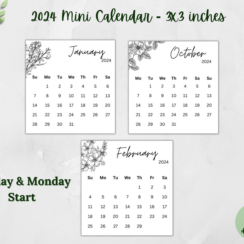 Mini Calendar - Etsy