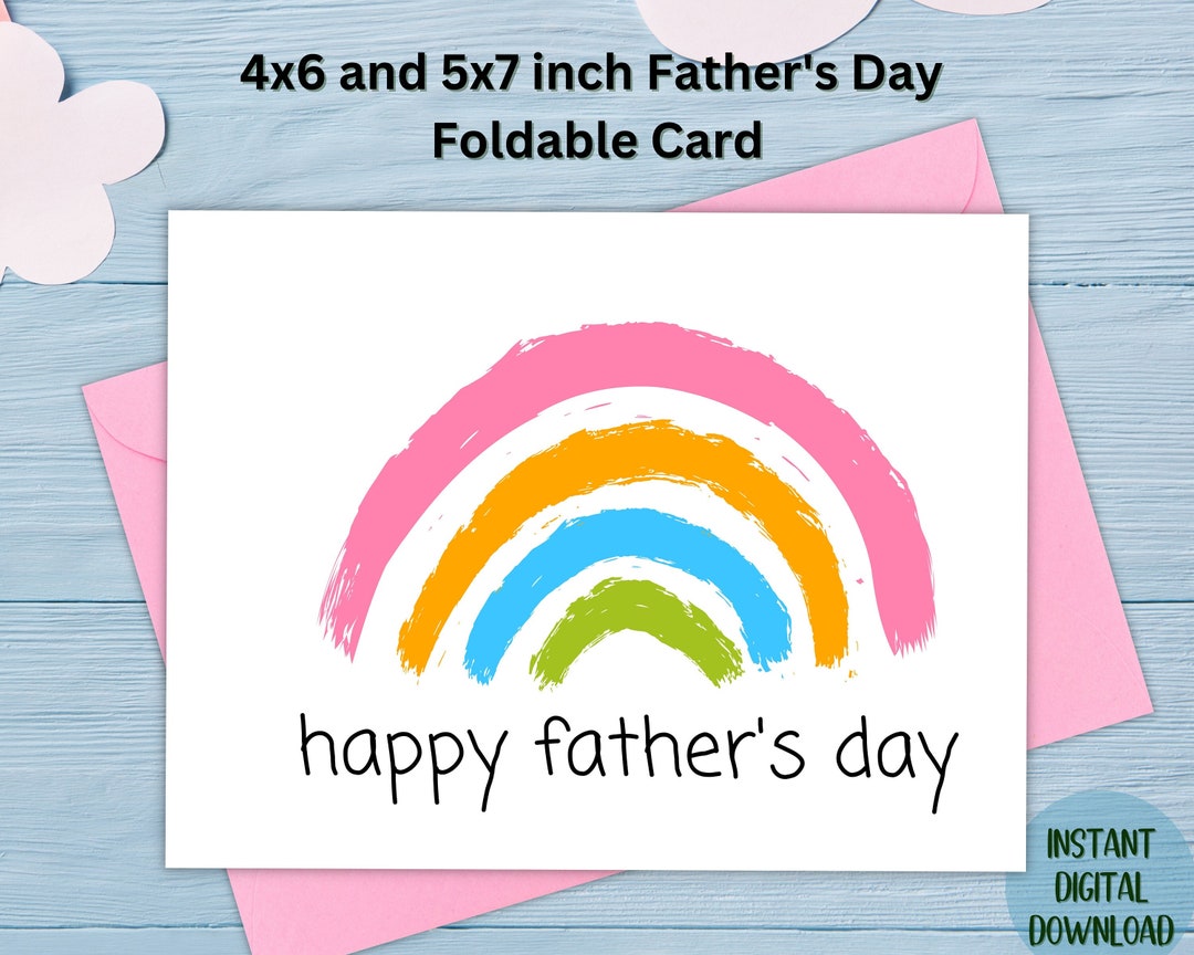 Father's Day Printable Card Rainbow Dad Card for Fathers Day Granddad ...