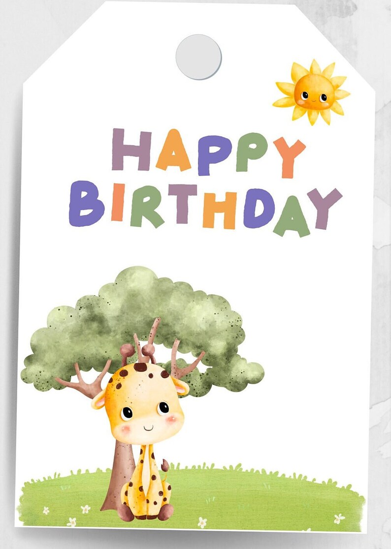 Birthday Gift Tags Jungle Safari Animals Birthday Printable Tags for ...
