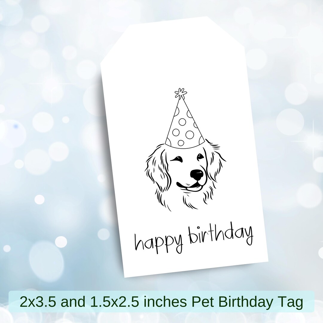 Pet Birthday Gift Tag Printable Tag for Birthday Hang Tag Minimalist ...
