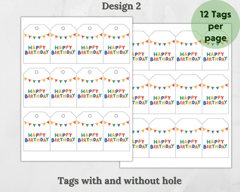 Birthday Gift Tags Birthday Printable Tags for Birthday 2x3in Gift Tag ...