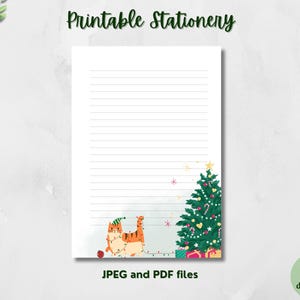 Printable Letter Writing Paper Christmas Cat Stationery Cute Cat ...