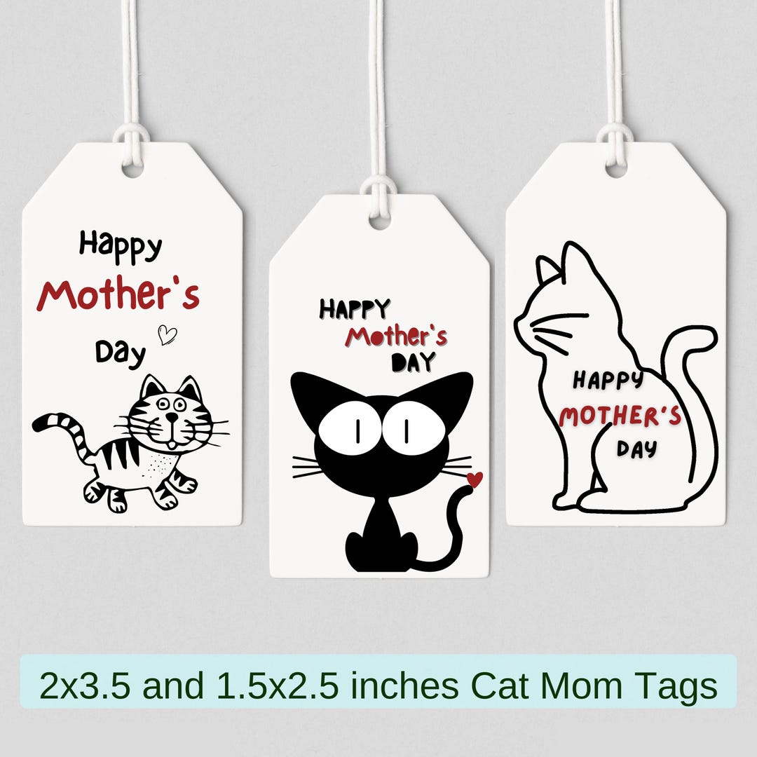 Mother's Day Gift Tag Printable Mom Tag for Moms Day Cute Cat Mother's ...