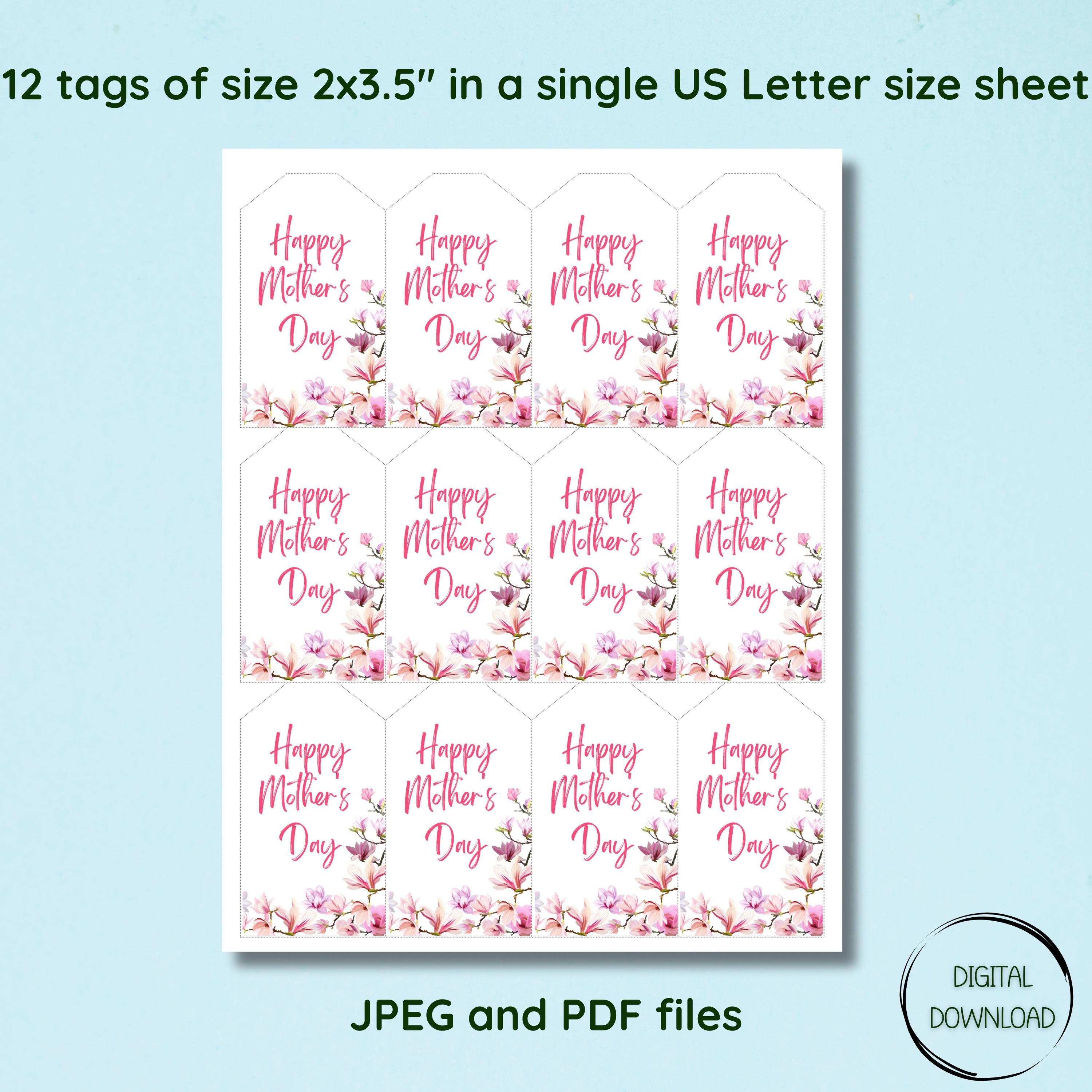 Mother's Day Gift Tag Printable Mom Tag for Moms Day Floral Design ...