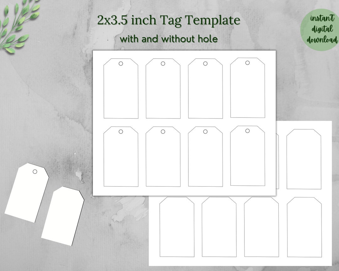 Printable Digital Tag Template 2x3.5 Inches | Blank Tag Template | Hang ...