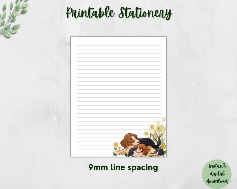 Printable Stationery Watercolor Beagles|dog and Puppies| Printable ...