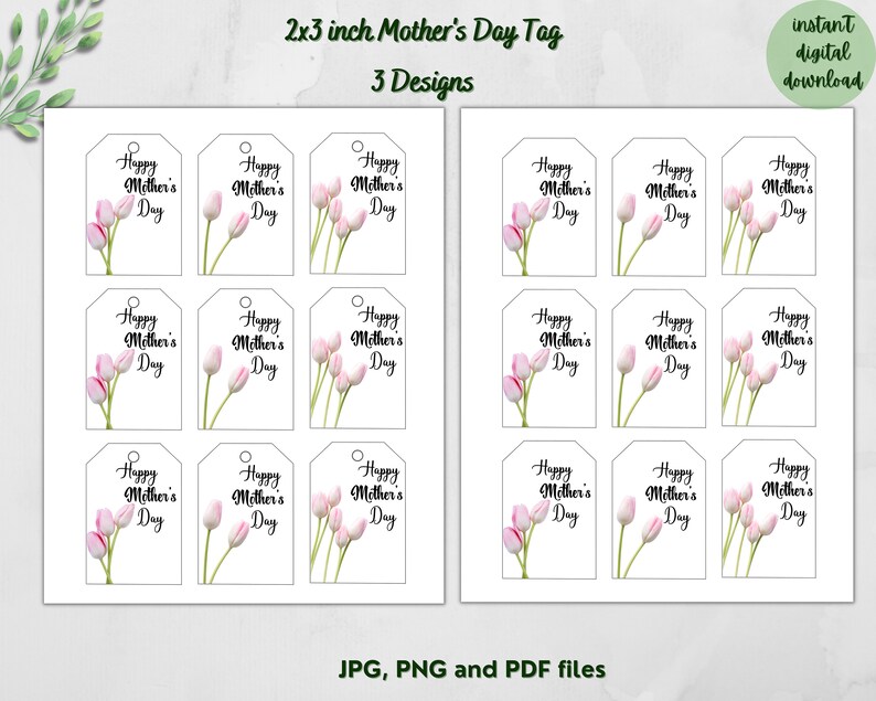 Mother's Day Gift Tags Printable Mom Tags for Mom Day 2x3 Inch 3 ...