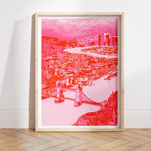 London Tower Bridge Illustration Wall Art for Home Decor, London Art ...
