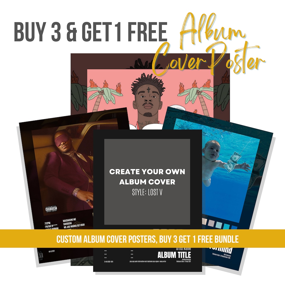 3 + 1 Pre-bundled | Custom Album Cover Poster | Create Your Own | Track ...